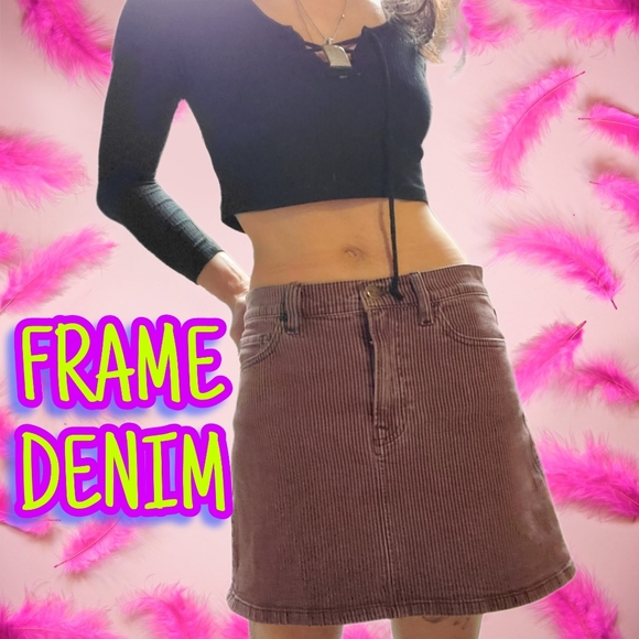 Frame Denim | Skirts | Frame Denim Le Mini Pink Blue Pinstripe Jean ...